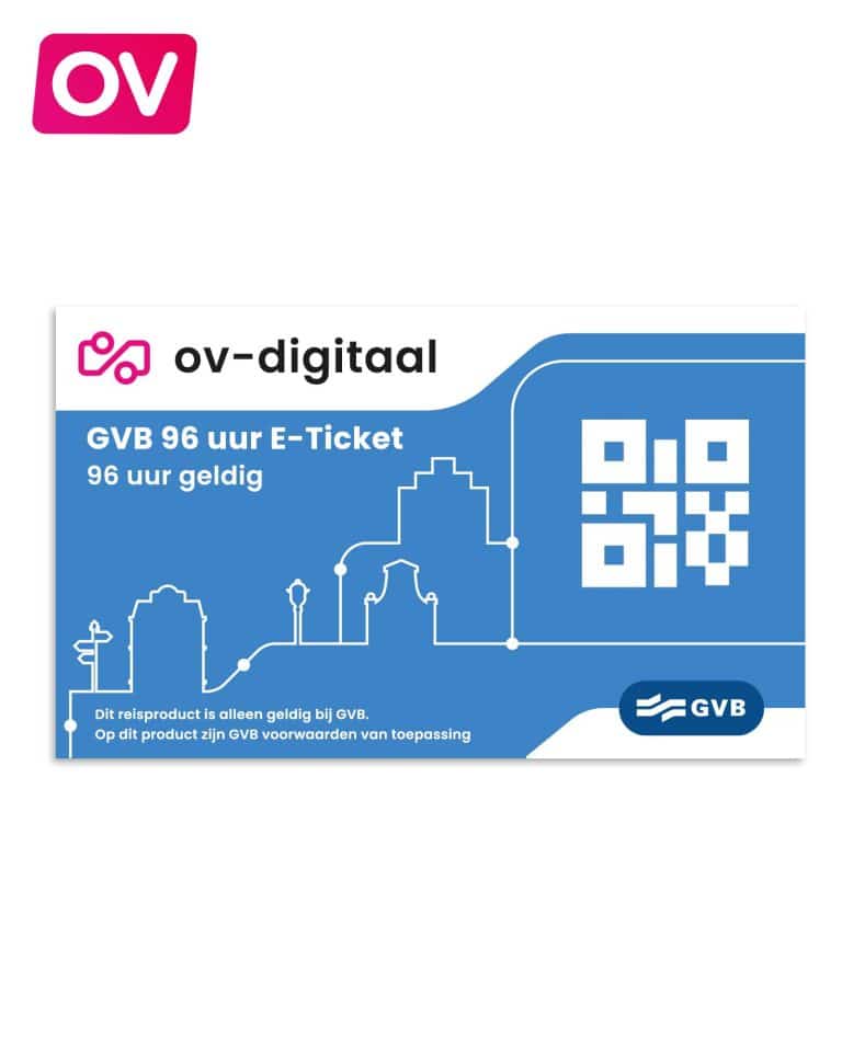 GVB 96 Uur E-Ticket Dagkaart | 4 Dagen Onbeperkt Amsterdam